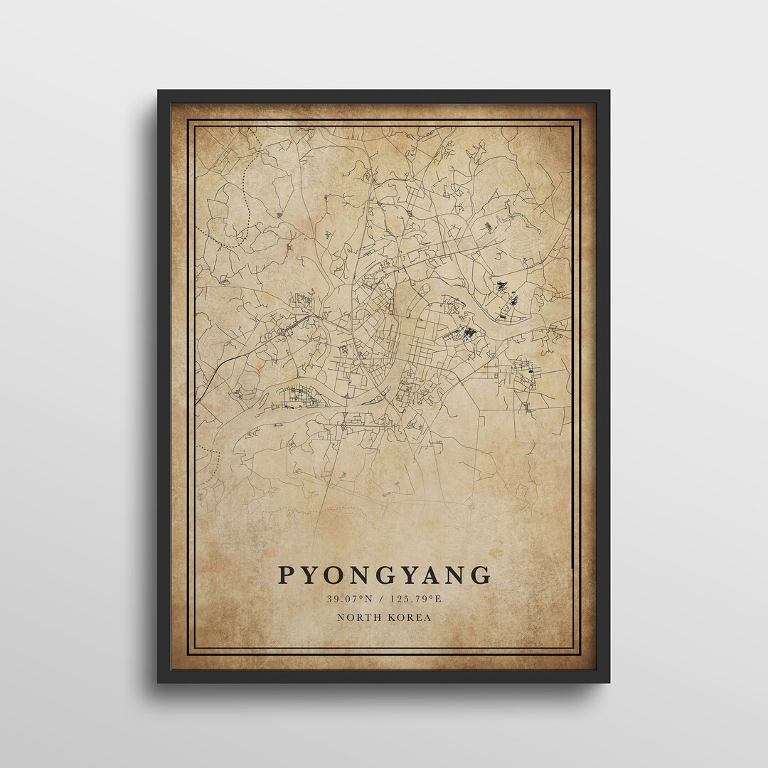 Pyongyang Map North Korea Pyongyang Map Print Pyongyang Map - Etsy UK