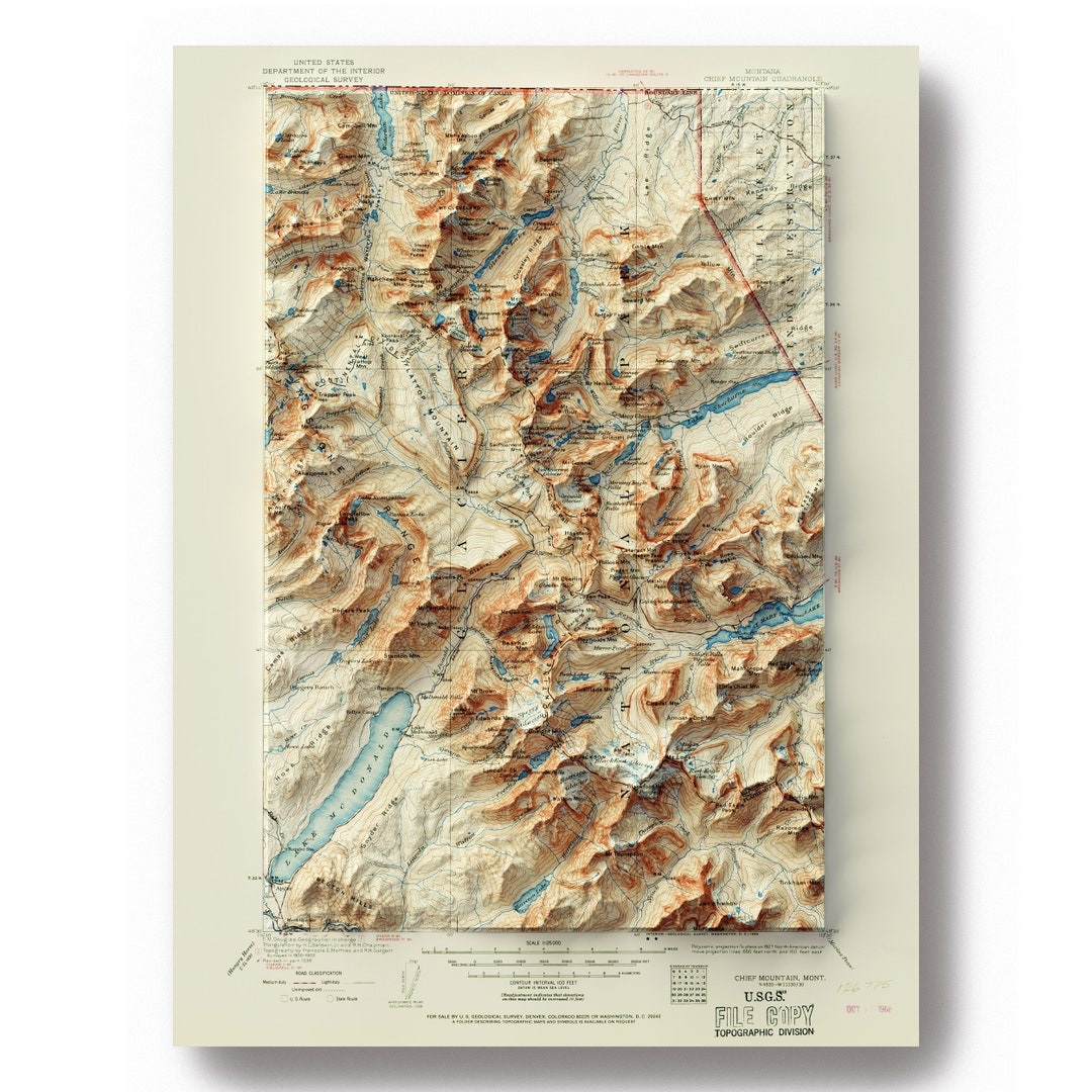 Vintage Glacier National Park Topographic Map From 1904 - Digitally ...