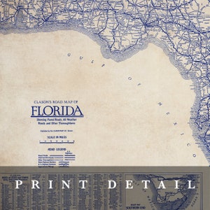 Florida Map, Vintage Florida Map, Old Florida Map, Florida Blueprint ...