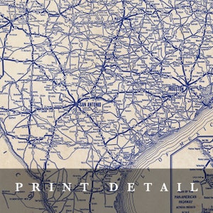 Texas Map, Vintage Texas Map, Texas Wall Art, Vintage Texas Blueprint ...