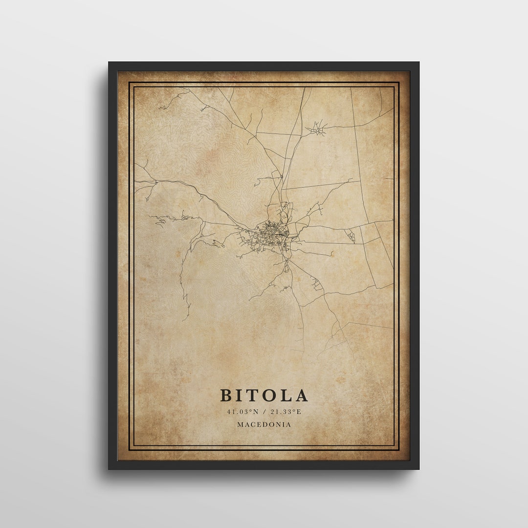Bitola Map Macedonia Bitola Map Print Bitola Map Art - Etsy
