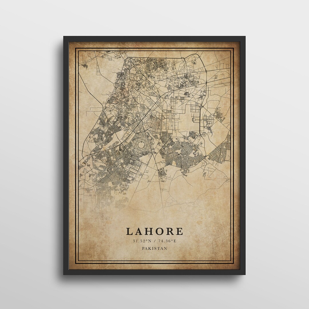 Lahore Map Pakistan Lahore Map Print Lahore Map Art Lahore - Etsy
