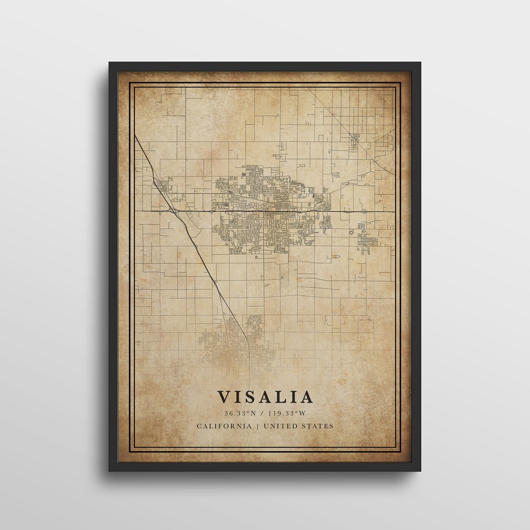 Visalia Map California Visalia Map Print Visalia Map Art - Etsy