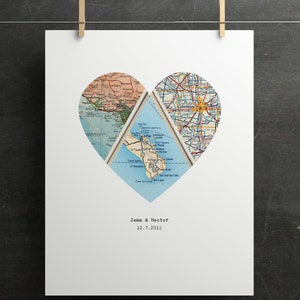 DIGITAL Personalized Map Heart Map Print Anniversary Gift - Etsy Ireland