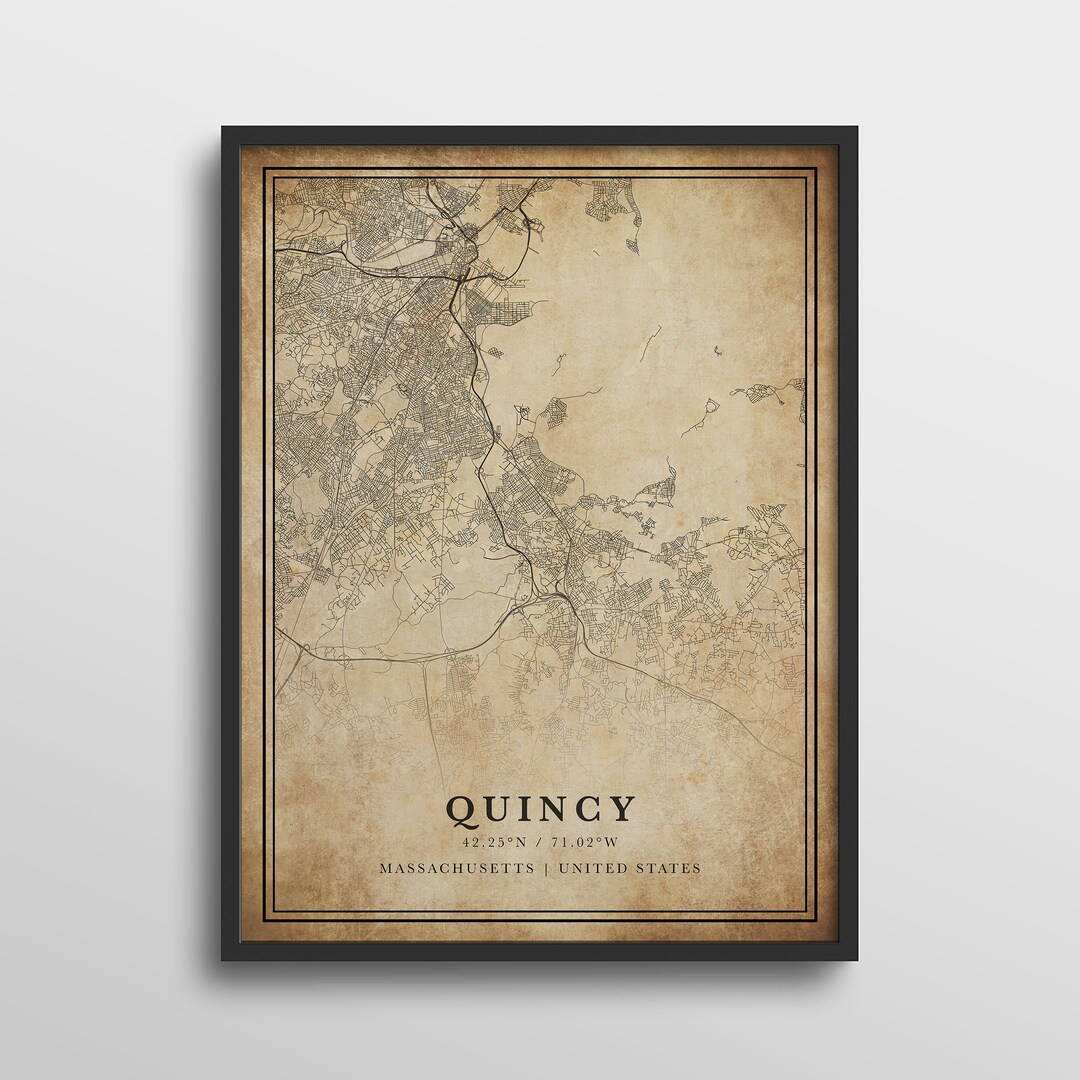 Quincy Map Massachusetts Quincy Map Print Quincy Map Art - Etsy