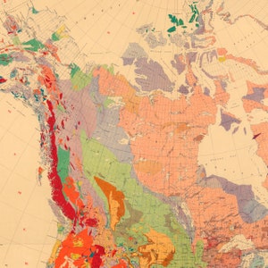 Vintage Geologic Map, Geologic Map of North America, Old Geological Map ...