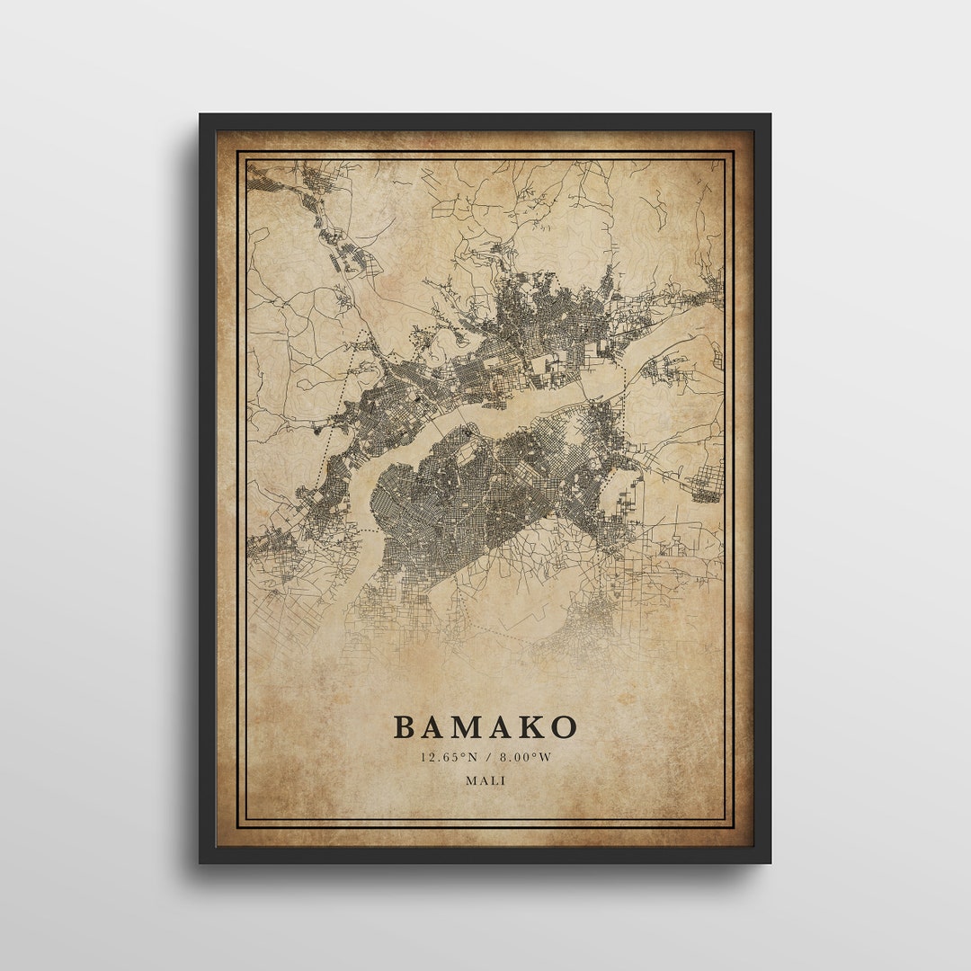 Bamako Map Mali Bamako Map Print Bamako Map Art Bamako - Etsy