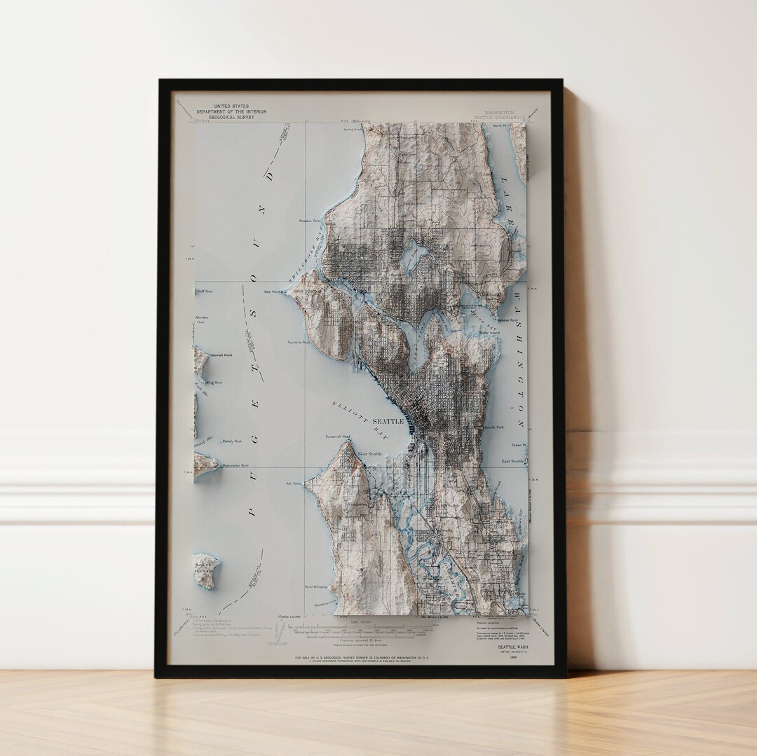 Vintage Seattle Map From 1908 - Digitally Restored and Enhanced for ...