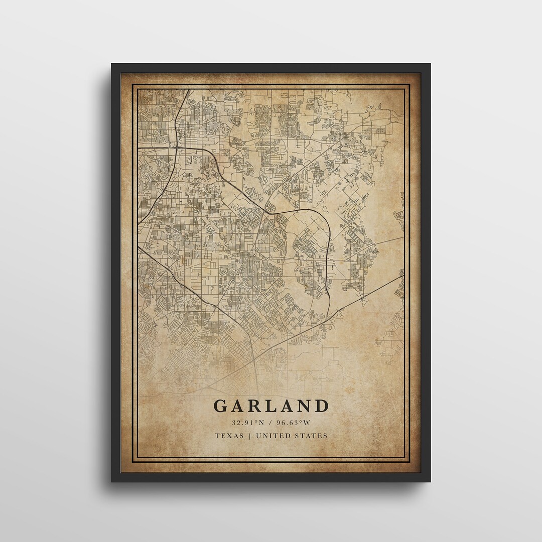 Garland Map Texas Garland Map Print Garland Map Art - Etsy