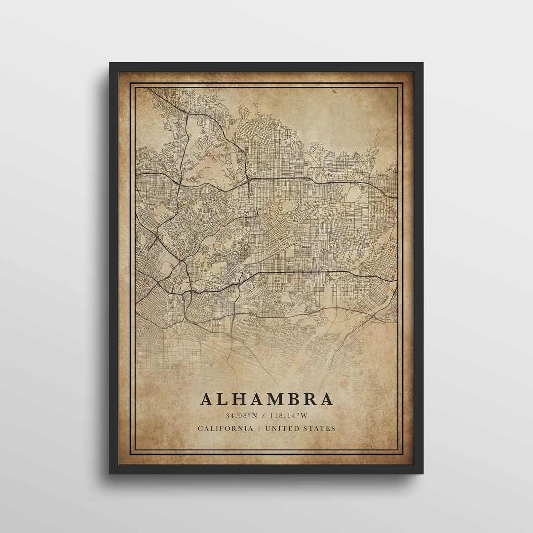 Alhambra Map California Alhambra Map Print Alhambra Map - Etsy