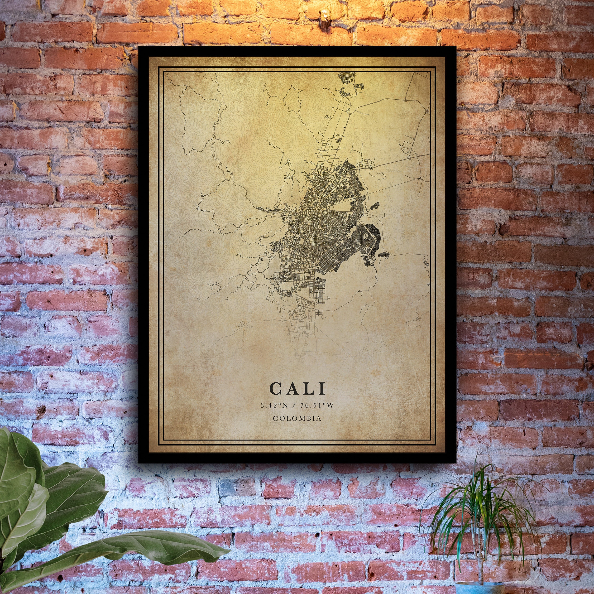 Cali mapa Colombia Cali mapa imprimir Cali mapa arte Cali - Etsy México