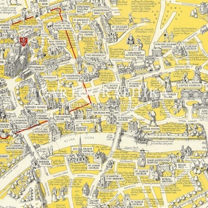 Vintage Map of York, England, Historic York, History Lover Gift, York ...