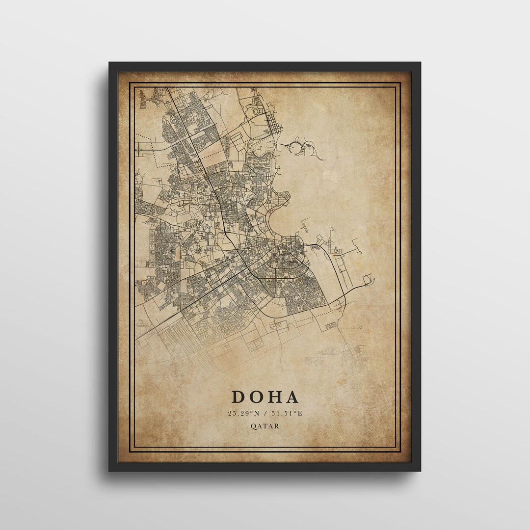 Doha Map Qatar Doha Map Print Doha Map Art Doha Gift Map - Etsy Australia