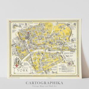 Vintage Map of York, England, Historic York, History Lover Gift, York ...