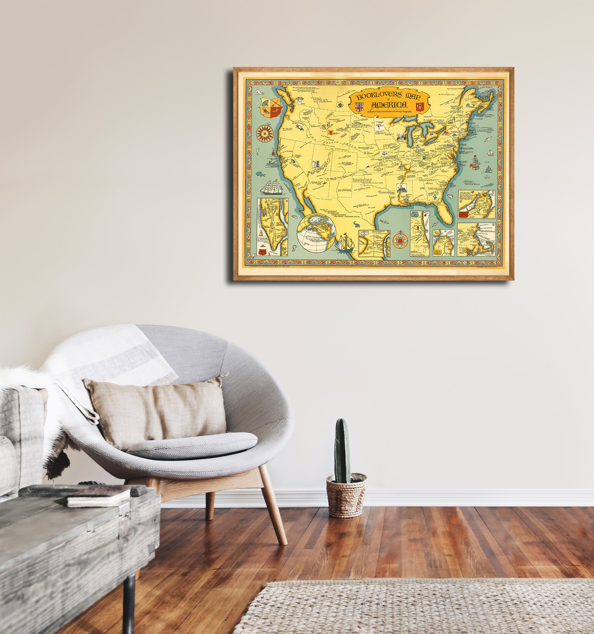 Vintage Map United States Book Lovers Map of America Book - Etsy