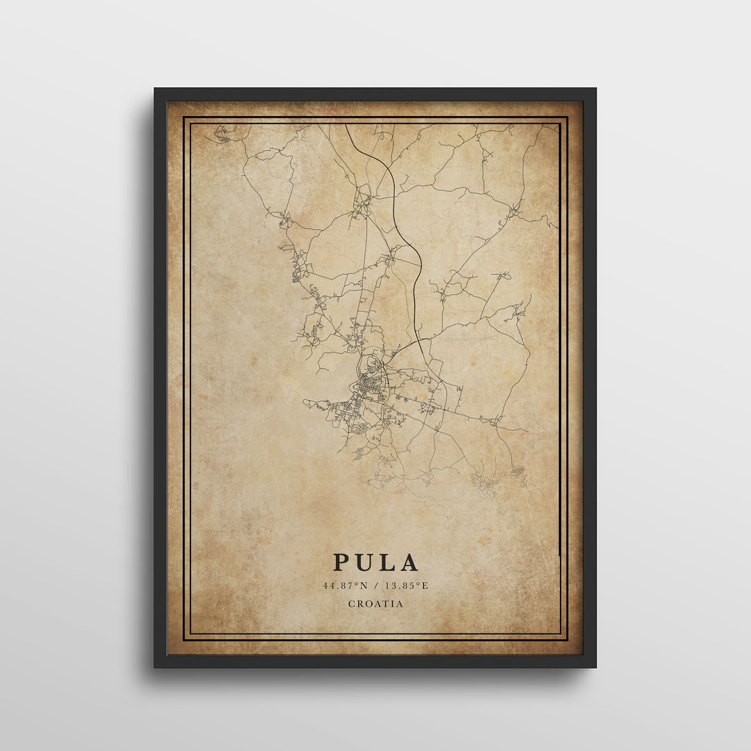 Pula Map Croatia Pula Map Print Pula Map Art Pula Gift - Etsy