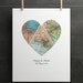 DIGITAL Personalized Map Heart Map Print Anniversary Gift - Etsy Ireland