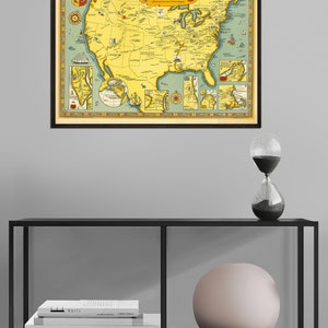 Vintage Map United States Book Lovers Map of America Book - Etsy