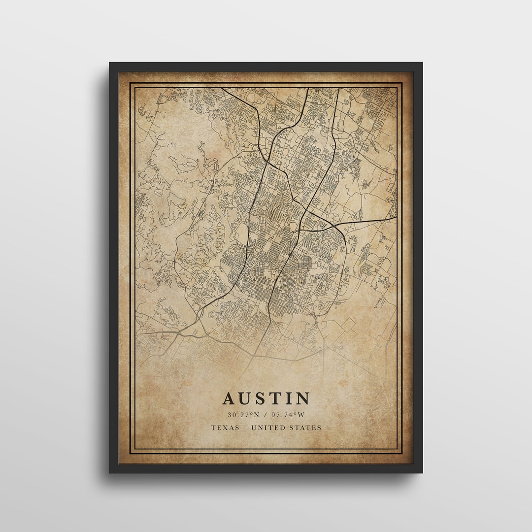 Austin Map Texas Austin Map Print Austin Map Art Austin - Etsy