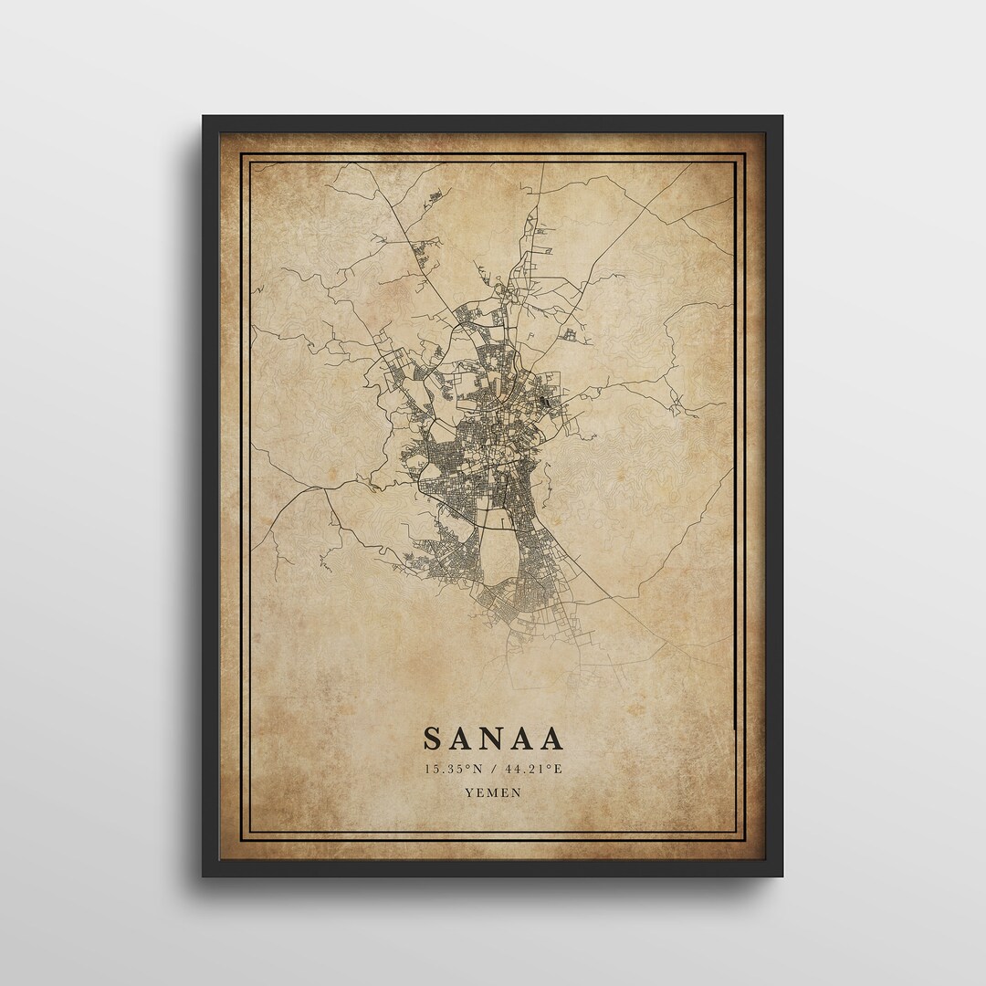 Sanaa Map Yemen Sanaa Map Print Sanaa Map Art Sanaa Gift - Etsy