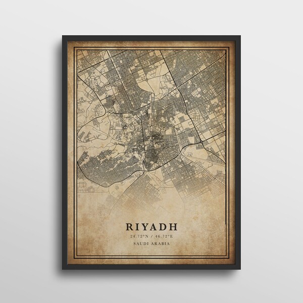 Saudi Arabia Riyadh Map Art - Etsy