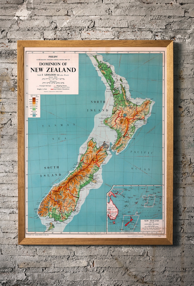 Vintage Map New Zealand Art Map Vintage Map Print Old Map - Etsy UK
