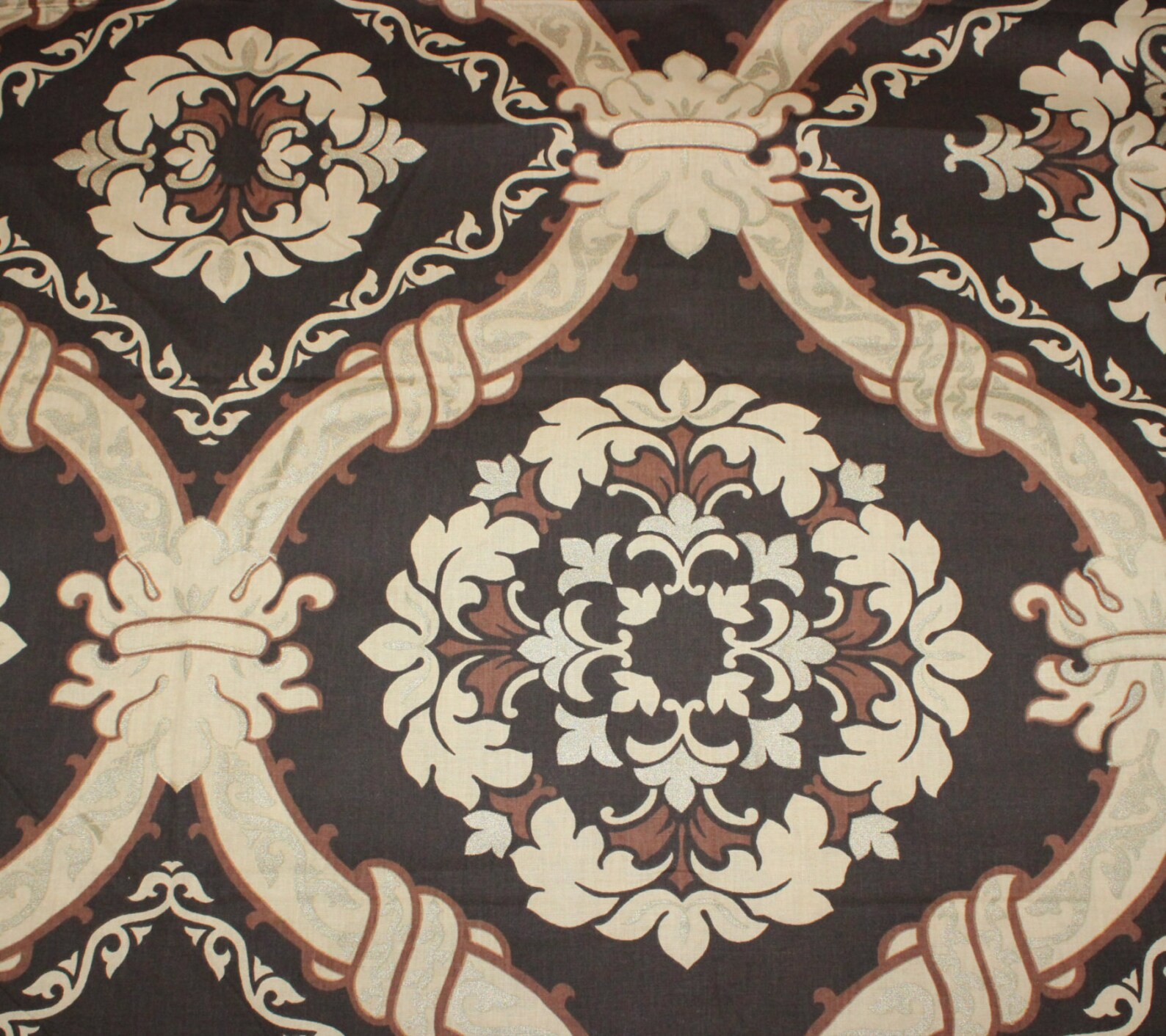 Vintage Mid Century Modern Dark Brown Fabric Medallion Pattern - Etsy