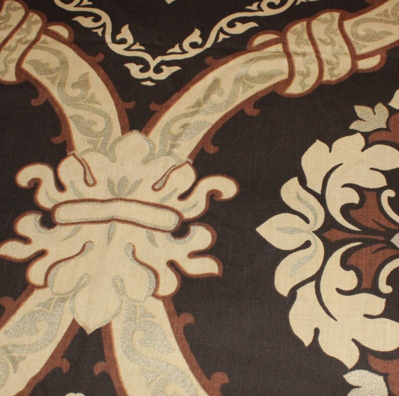Vintage Mid Century Modern Dark Brown Fabric Medallion Pattern - Etsy