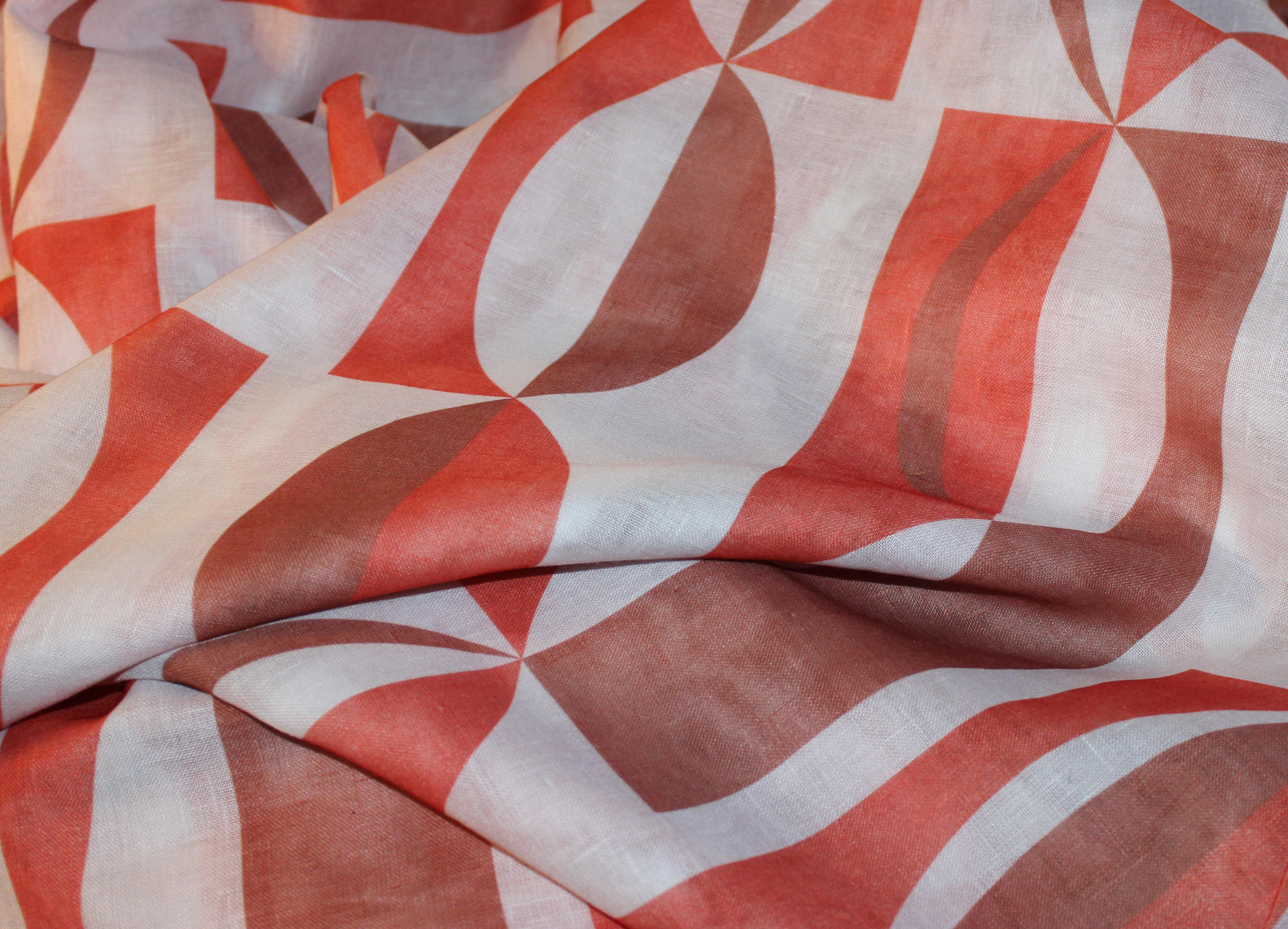 Fabulous Vintage White Fabric Geometric Pattern. Textile Craft - Etsy