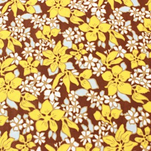 Cute Vintage Retro 70s Fabric: Brown Base With Colorful Floral Pattern ...