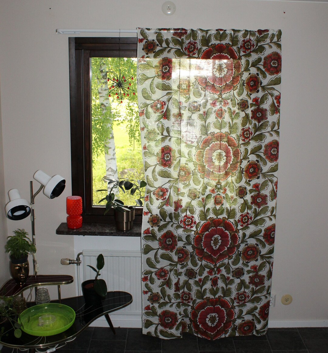 Swedish Retro Curtains Vintage Pair 60s Curtains Lengths Drapes Panels ...