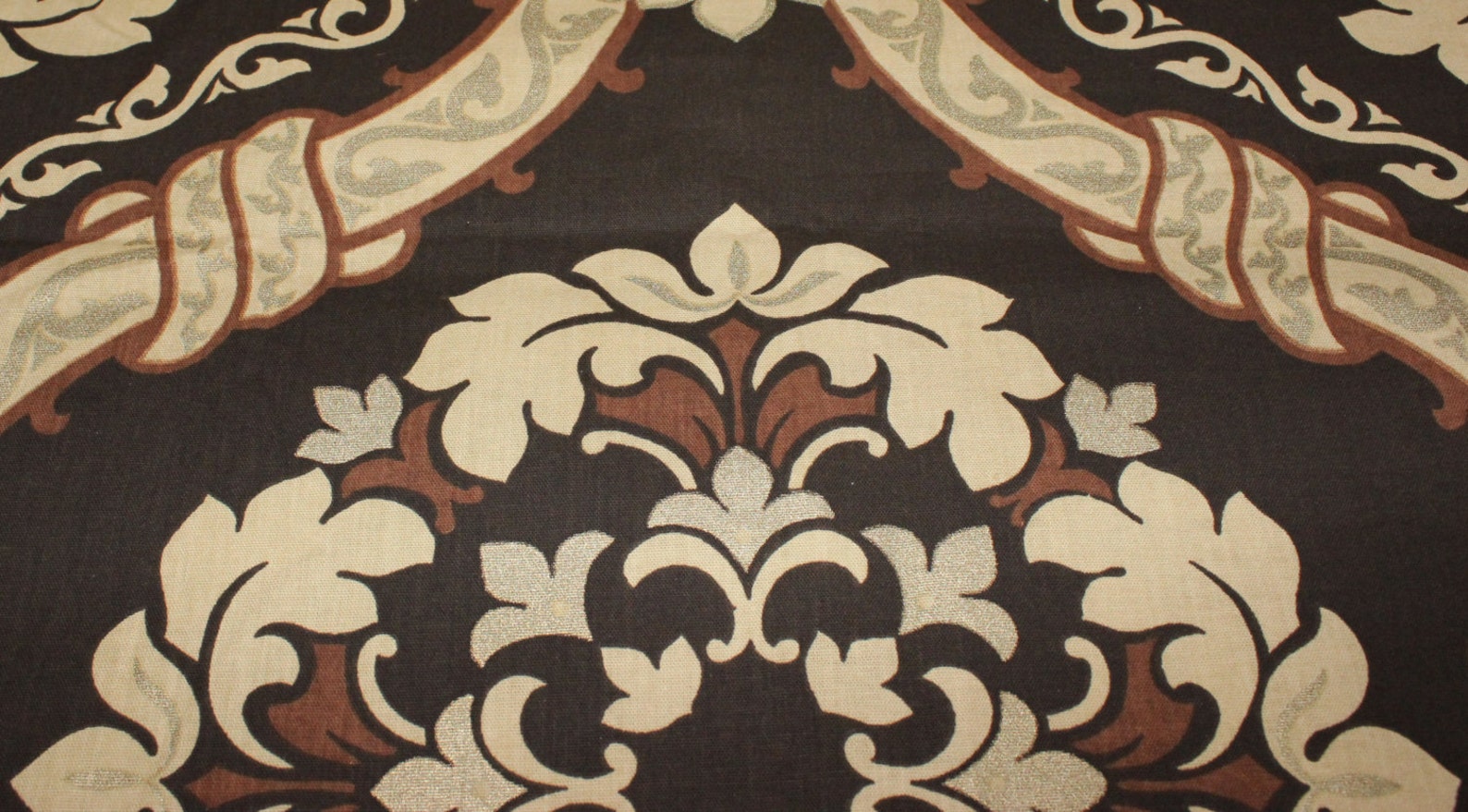 Vintage Mid Century Modern Dark Brown Fabric Medallion Pattern - Etsy
