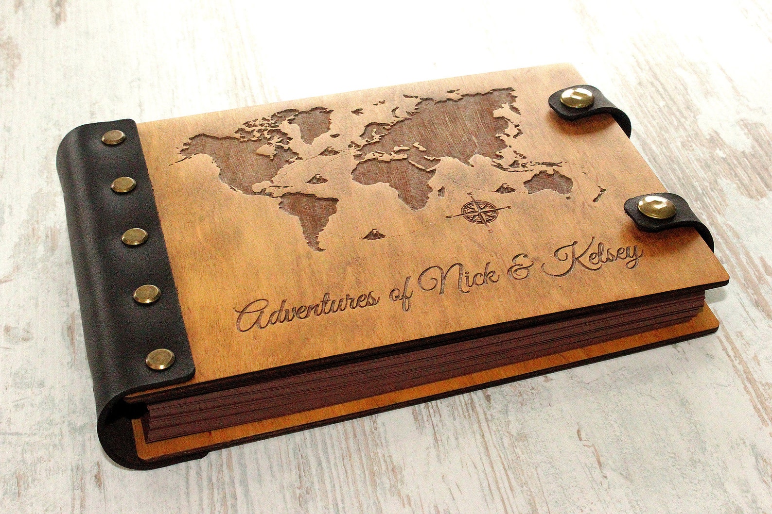 Travel Photo Album Personalized Photo Album Wedding Photo Album Wooden ...