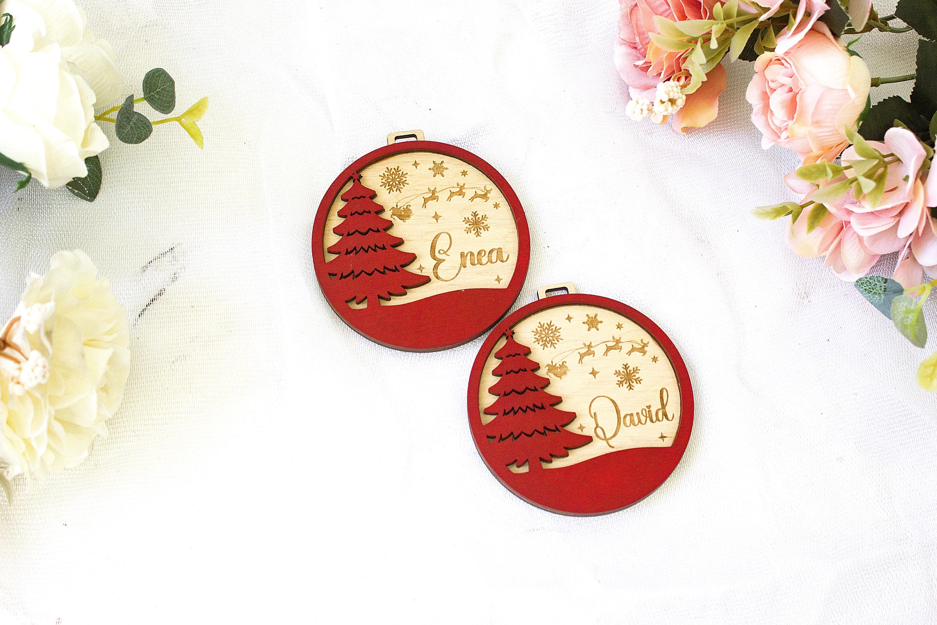 Personalized Christmas Baubles, Wooden Tree Ornament, Custom Xmas Tree ...