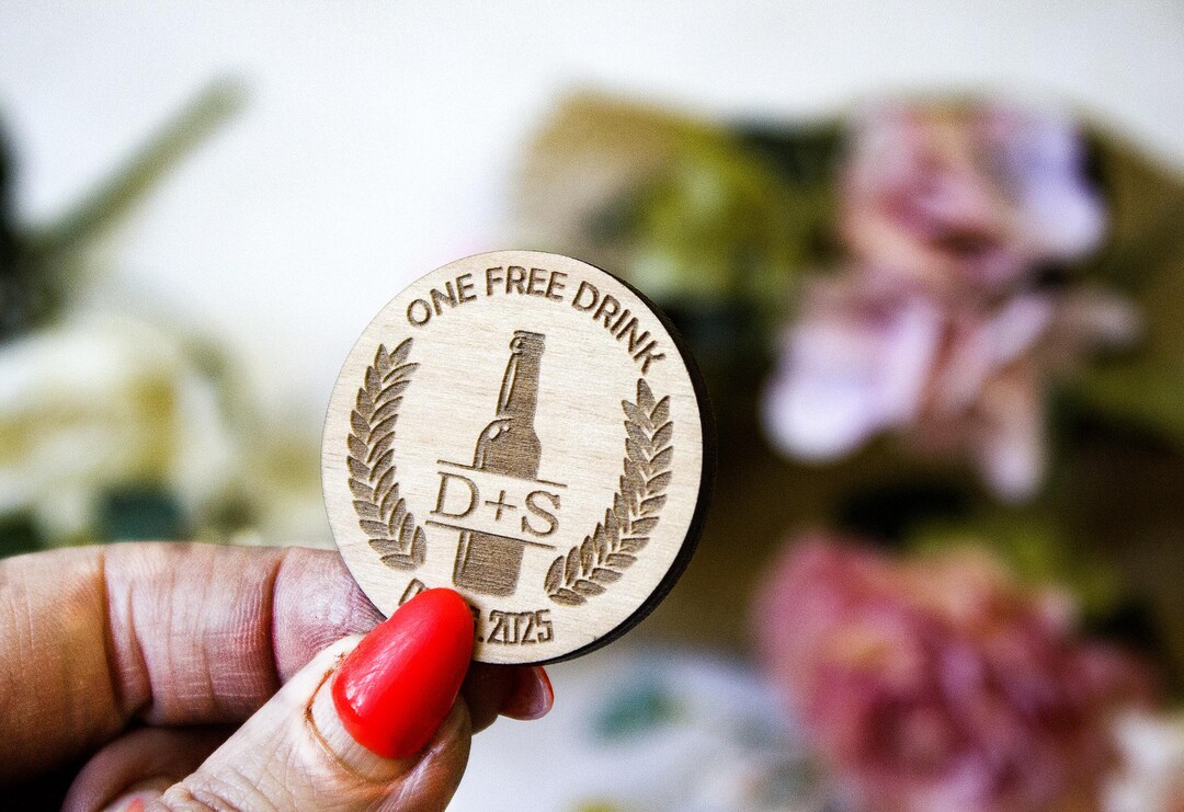 Personalized Wooden Drink Tokens: Engraved Wedding Bar Chips - Etsy