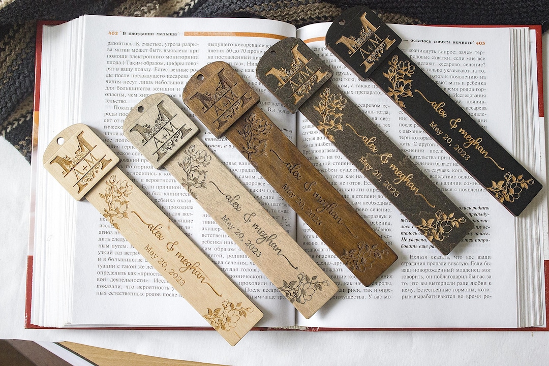 Wooden Bookmark Favors With Name, Wedding Personalized Favor With ...