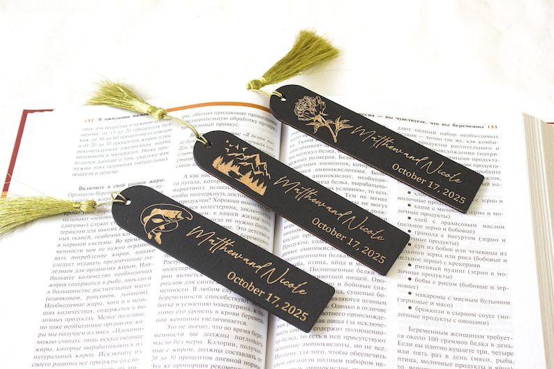 Bookmark Favors, Personalized Wedding Favor Gift, Wooden Place Cards ...