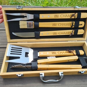 Personalized Barbecue Set With 5 Grilling Tools- Custom Engraved BBQ ...