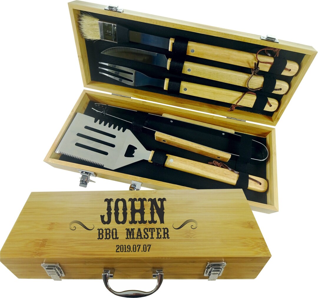 Personalised Grill Set Country Style Custom Grilling Set With 5 Tools ...