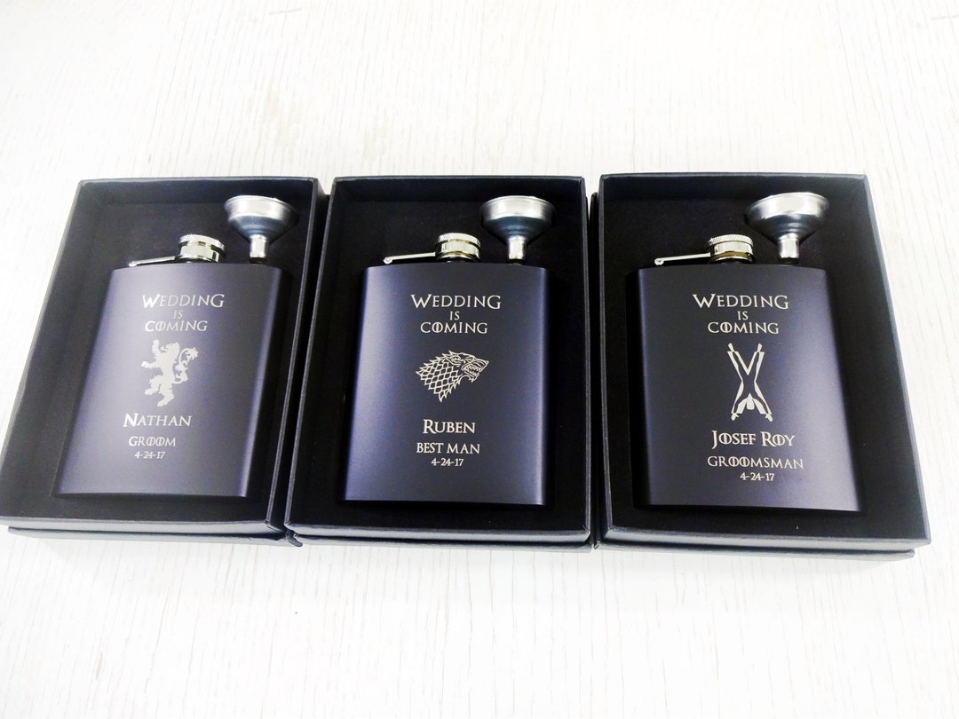 FLASK SET 3 Pcs 7 Oz Wedding is Coming Personalized Flask Gift - Etsy