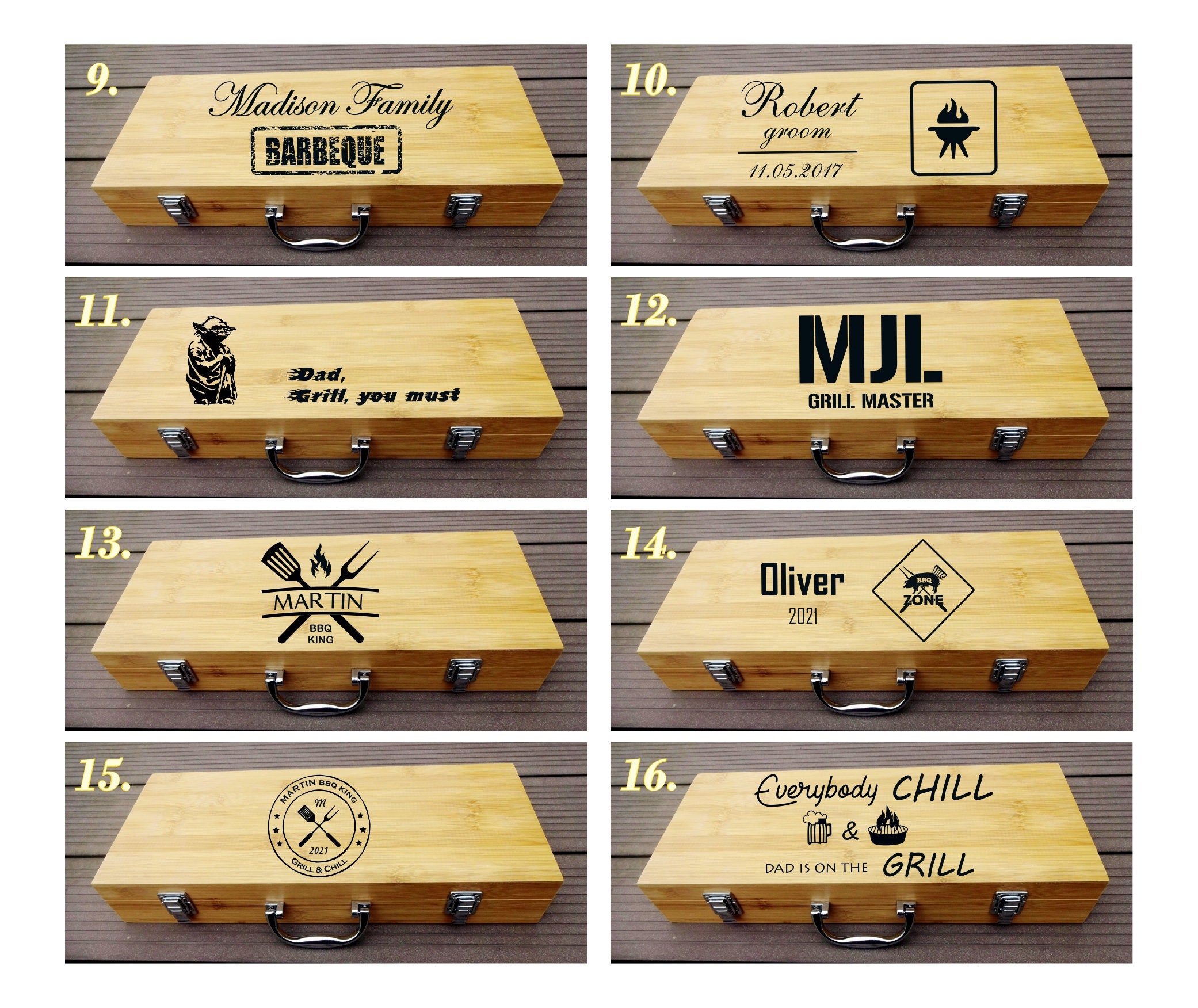 GRILL YOU MUST Custom Engraved Grilling Set in Bamboo Case. - Etsy