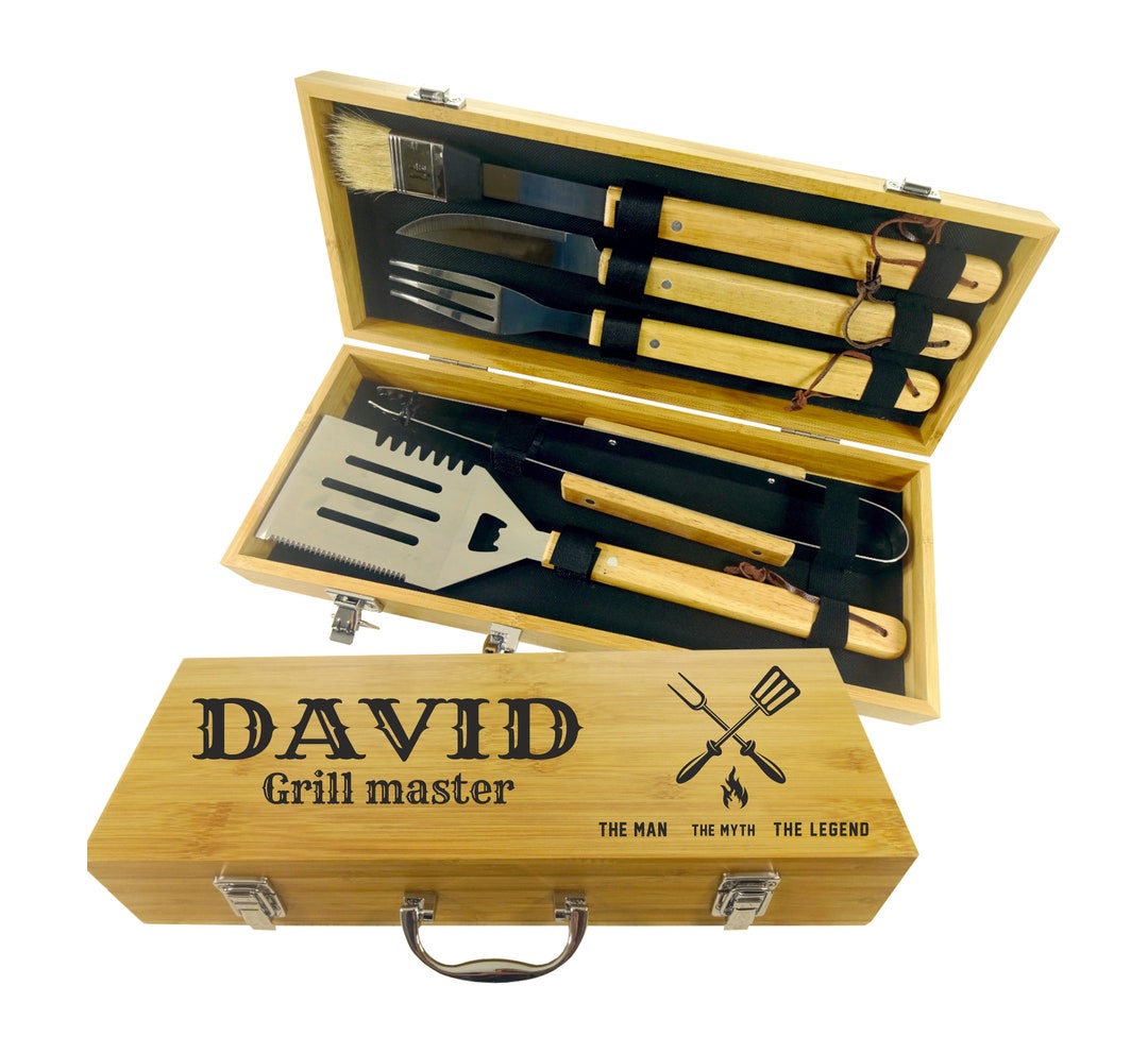 Personalized Barbecue Set With 5 Grilling Tools- Custom Engraved Grill ...