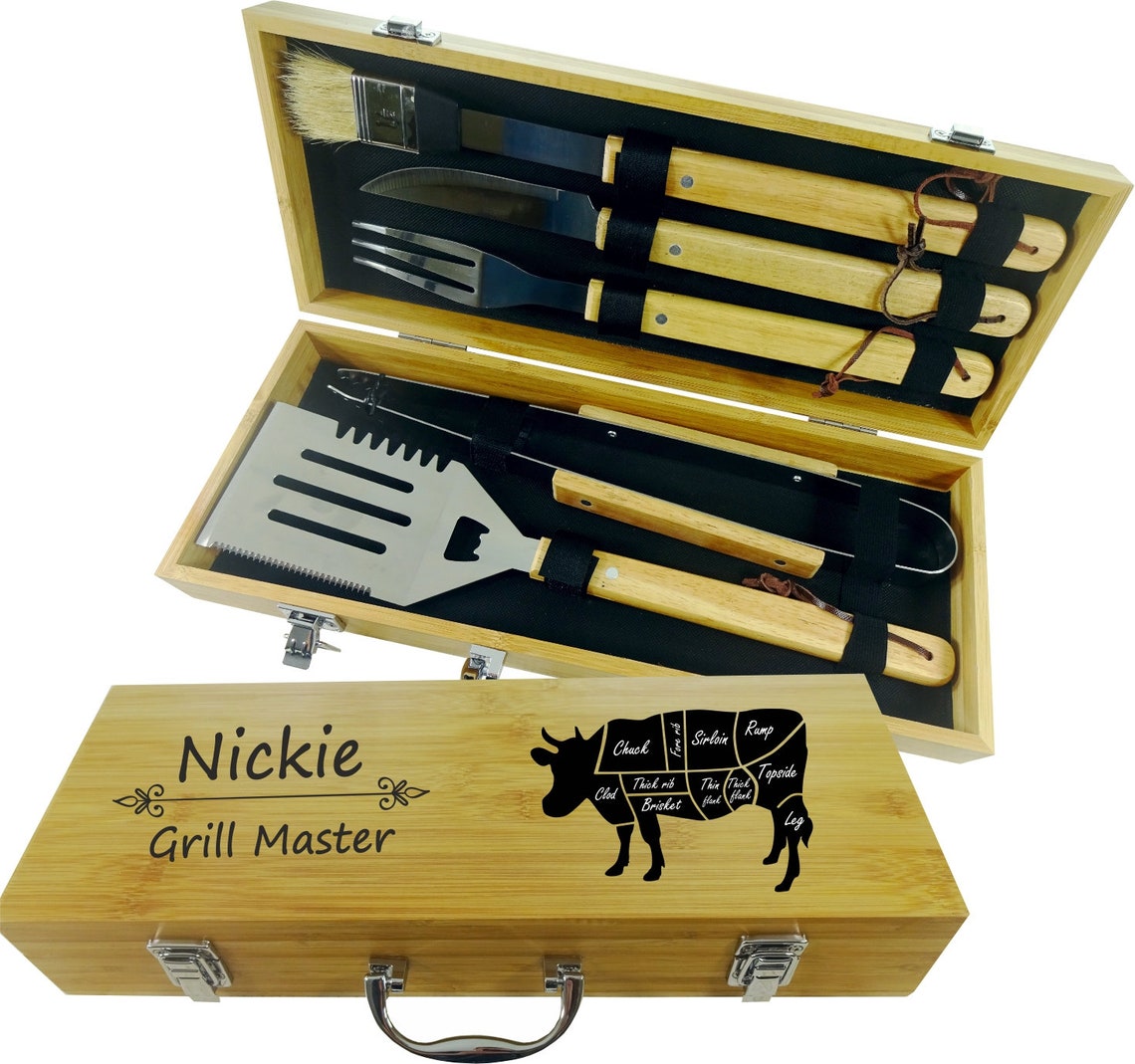 BBQ SET 5 Tools Custom Engraved Personalized Grilling Set With - Etsy