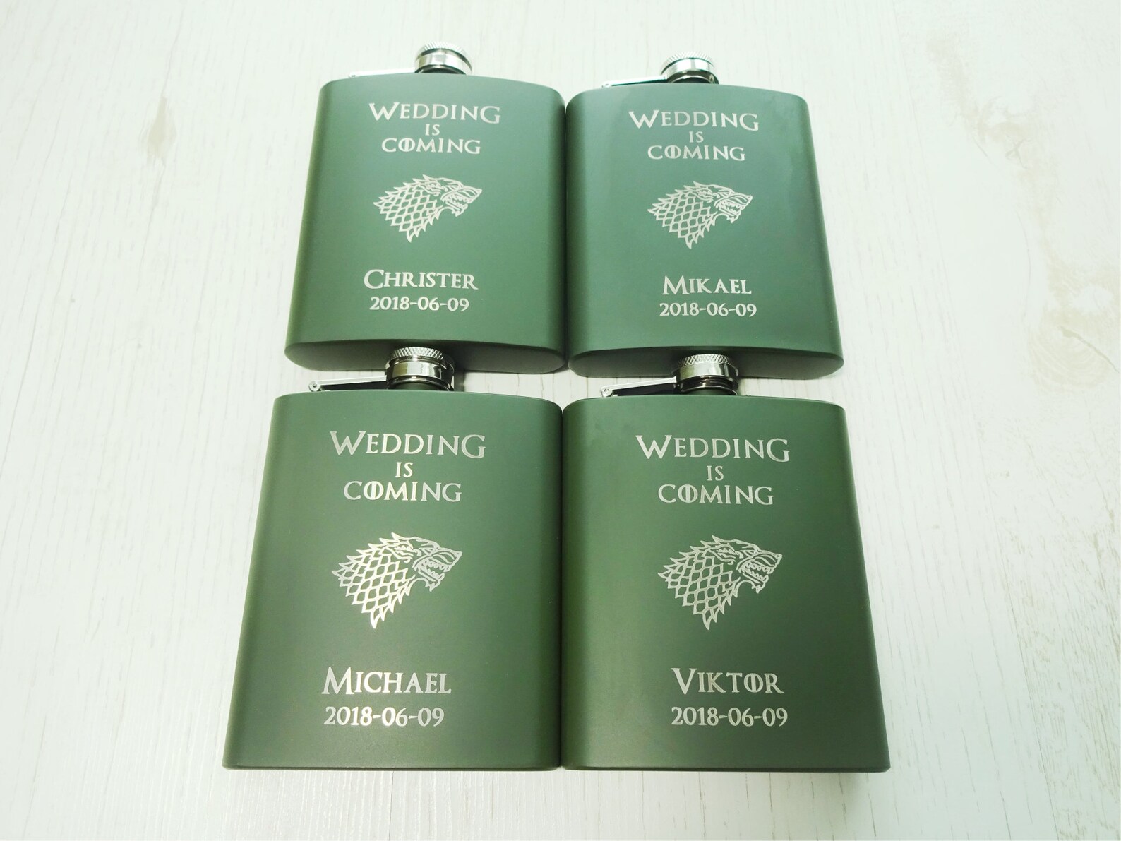 FLASK SET 8 Pcs 7 Oz Wedding is Coming Personalized Flask Gift - Etsy