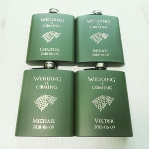 FLASK SET 8 Pcs 7 Oz Wedding is Coming Personalized Flask Gift - Etsy