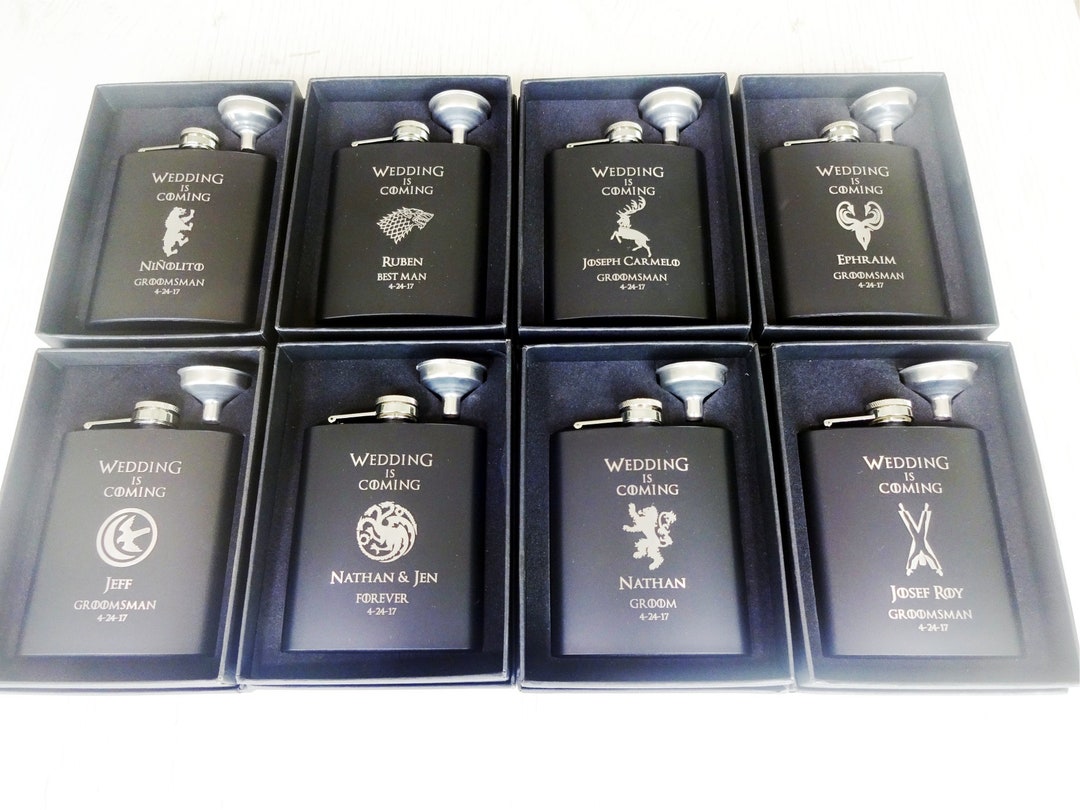FLASK SET 8 Pcs 7 Oz Wedding is Coming Personalized Flask Gift - Etsy
