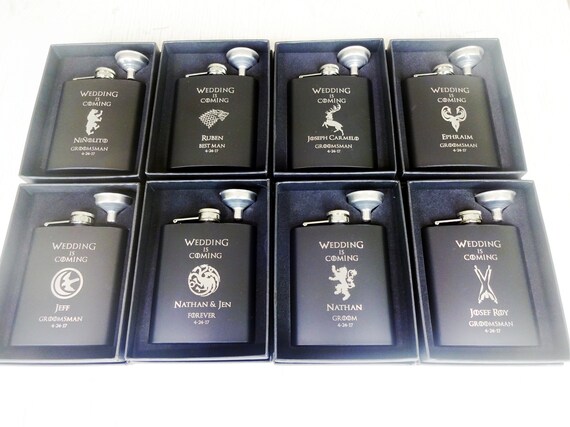 FLASK SET 8 Pcs 7 Oz Wedding is Coming Personalized Flask Gift | Etsy