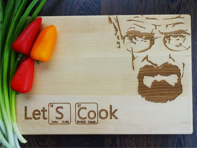 LET'S COOK Cutting Board. Handmade Laser Engraved Cutting - Etsy