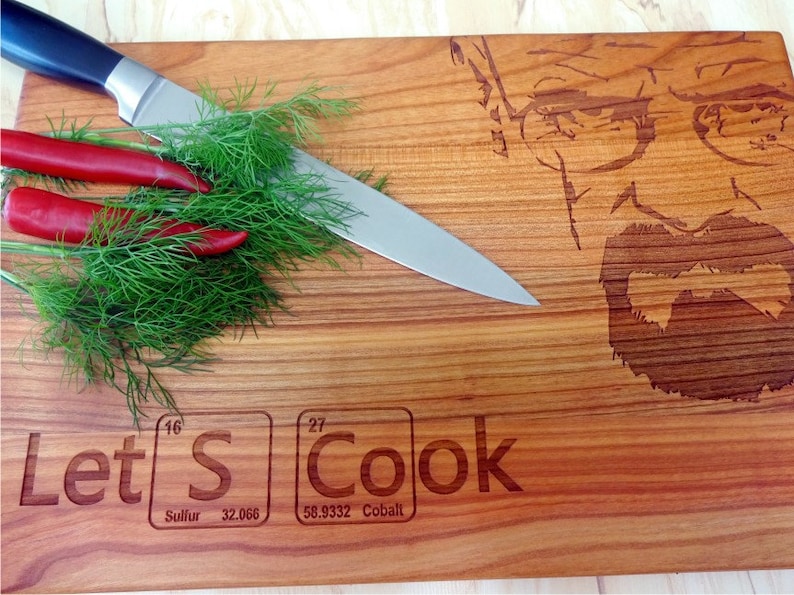 LET'S COOK Cutting Board. Handmade Laser Engraved Cutting - Etsy