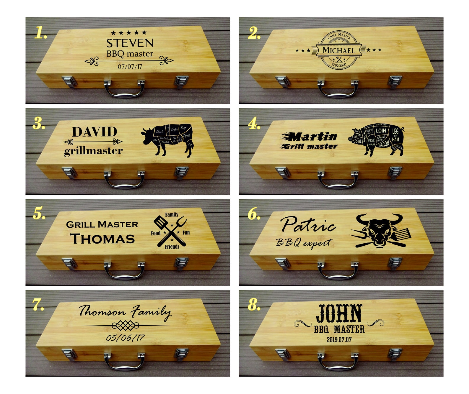 GRILL YOU MUST Custom Engraved Grilling Set in Bamboo Case. - Etsy